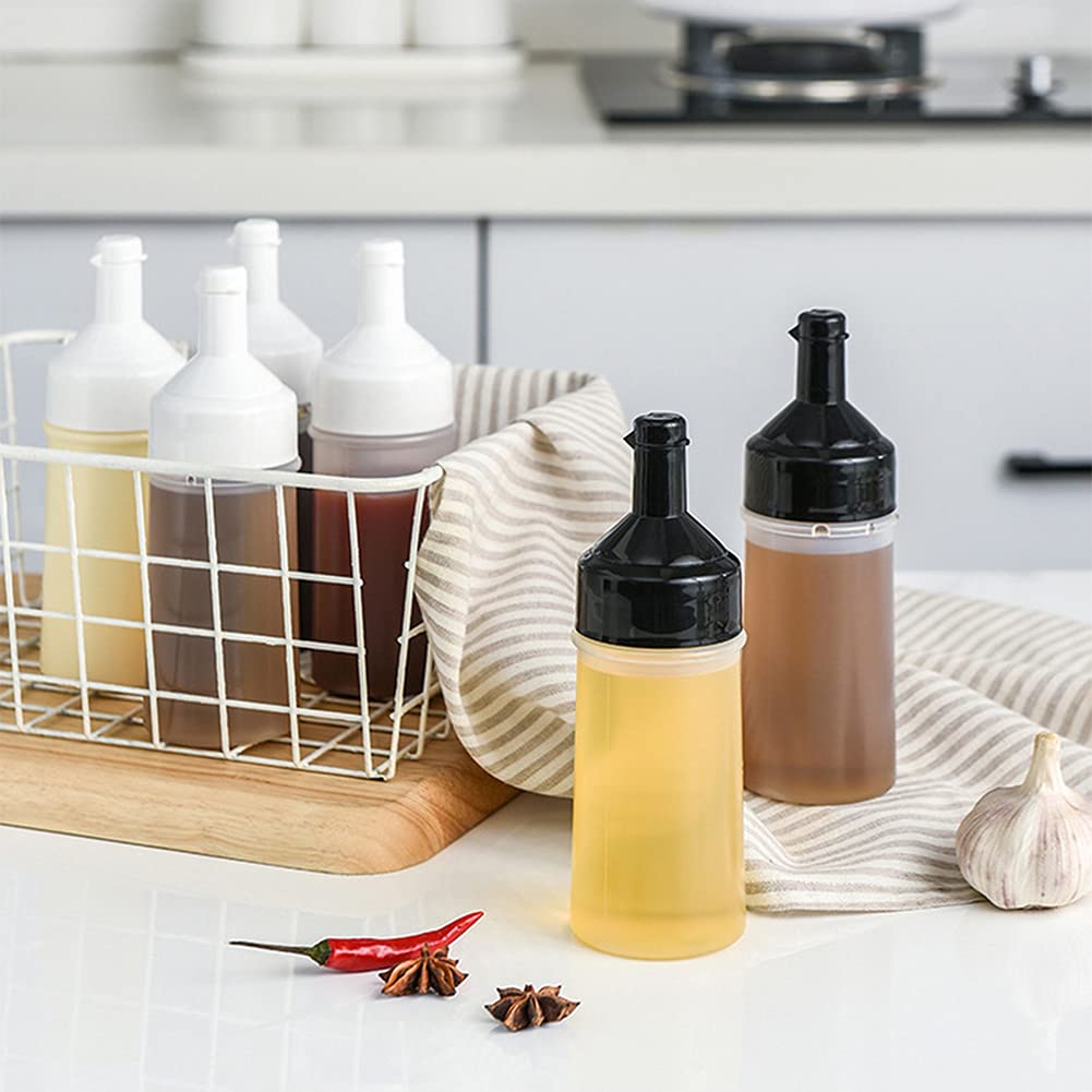 AKOAK 1 Pack 250 ml (8.45 oz) Plastic Extrusion Bottle Pressing Oil Bottle Multi-function Condiment Dispenser Household Kitchen Tomato Salad Jam Bottle (White)