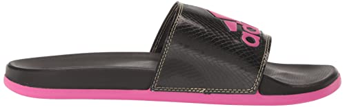 adidas Women's Adilette Comfort Slides Sandal, Black/Lucid Fuchsia/Gold Metallic, 10