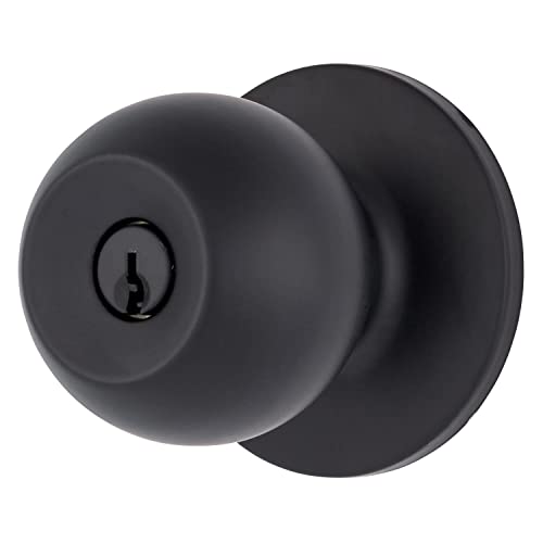 BRINKS â Transitional Keyed Entry Ball Door Knob, Matte Black - Designed for Traditional and Transitional Homes and Blends Seamlessly with Interior DĂŠcor (E2415-122)