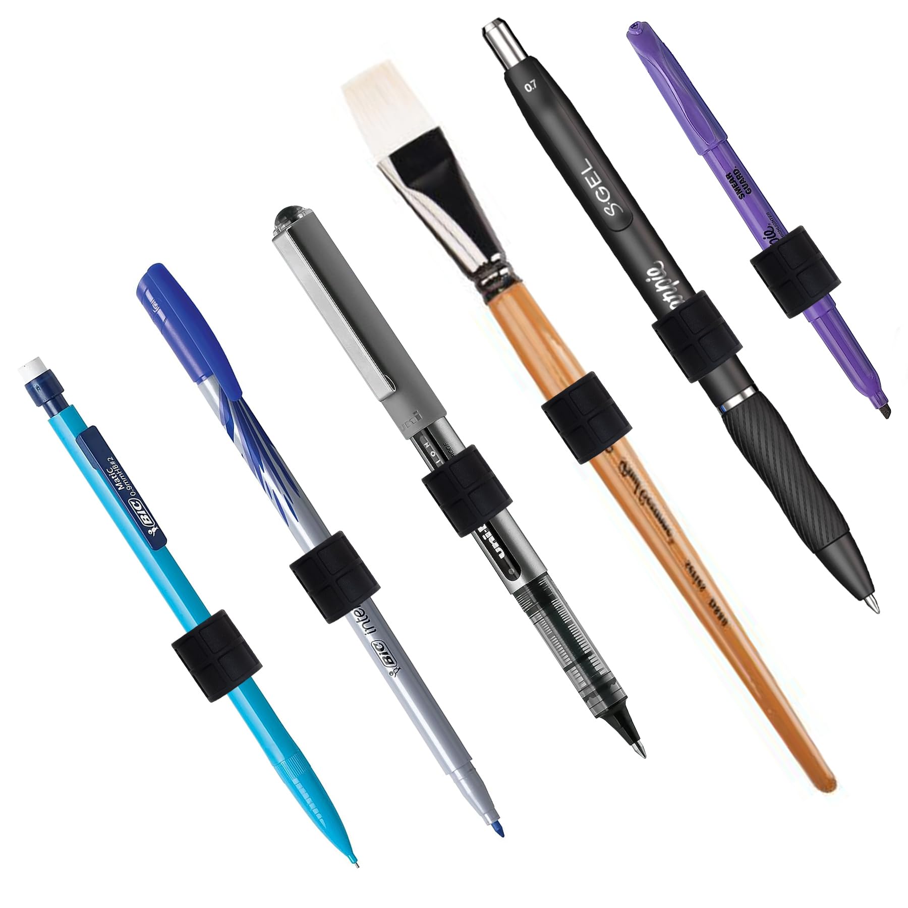 4 Pack Magnetic Pen Pencil Holder - Silicone Adjustable holder fit most pens pencils, Great for Fridges, Whiteboards, Workshops,Offices,Classrooms and Kitchens(Black)