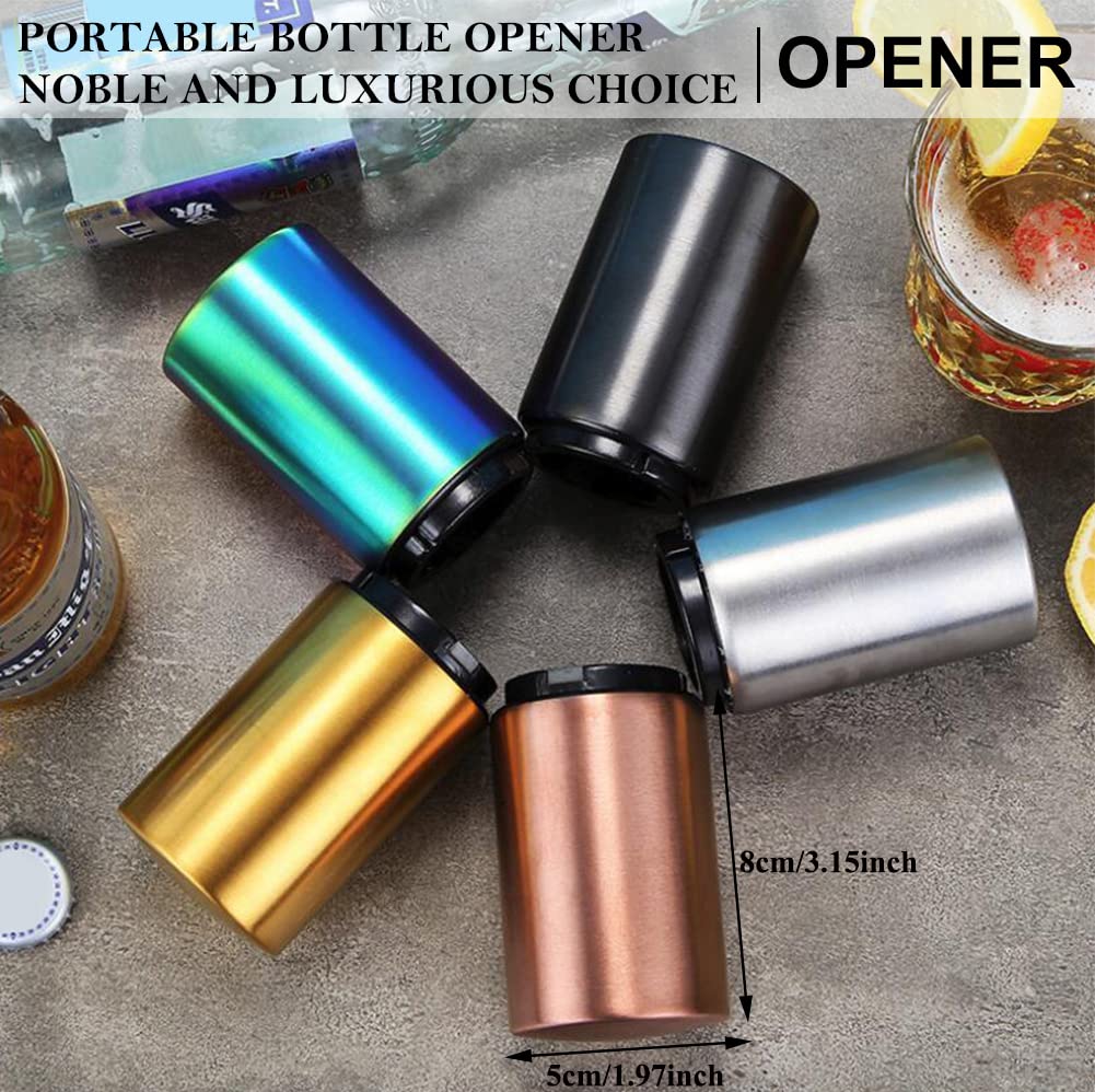 AKOAK 1 Pack Creative Stainless Steel Push-type Beer/Wine Bottle Opener Bar Household Automatic Convenient Cap Opener - Easy to Open a Variety of Bottles,Gold