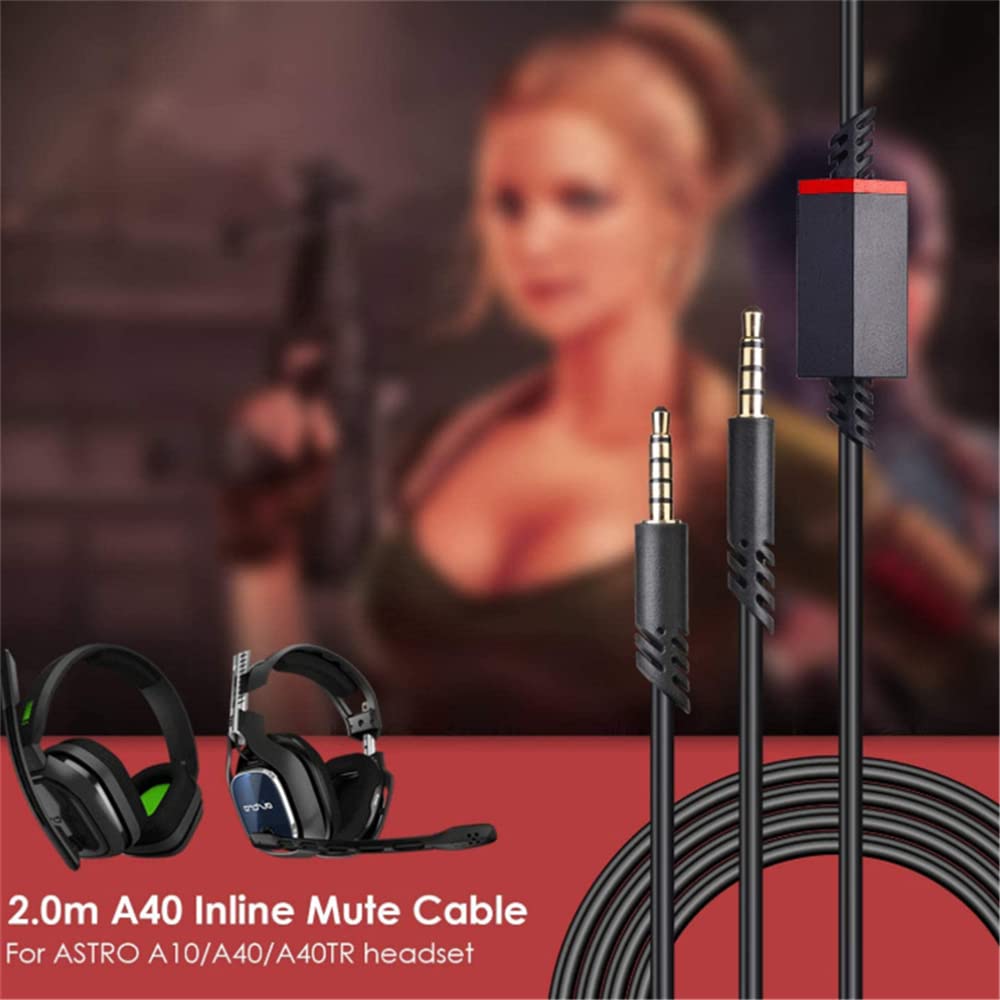 6.5 Feet Replacement for Astro A10 A40 Cable 2.0M Inline Mute Cable Cord Gaming Headsets Xbox PS4 Controller Headphone Audio Extension Cable