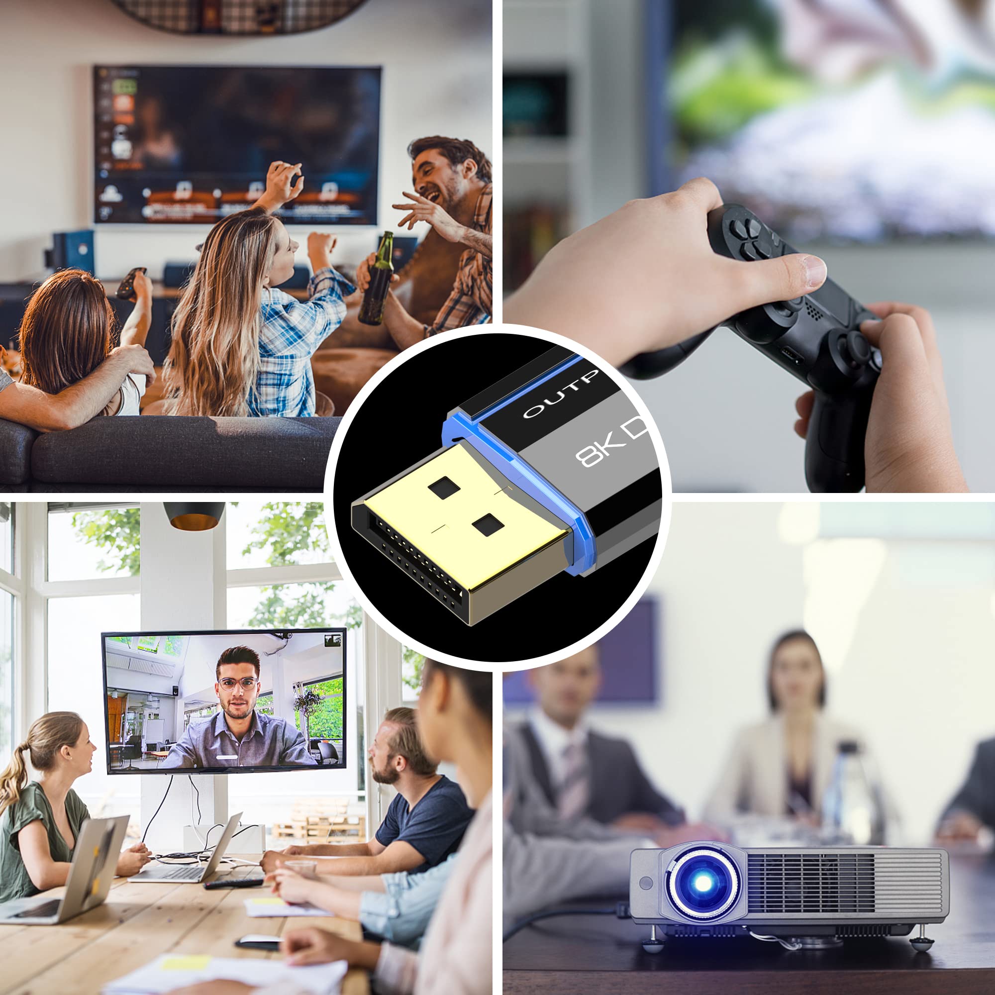 8K DP Cable 25Feet/7.6m, Displayport 1.4 Cable, 8K@60Hz, 4K@144Hz, Durable Pure Copper, 32.4Gbps Ultra High Speed, Support HBR3, DSC 1.2, HDR10, Compatible for Graphics Card, VR Headset, Projector