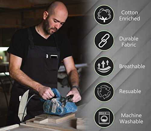RUVANTI Professional Grade Durable Extra Large XXL Men/Women Aprons for Cooking BBQ Work Chef