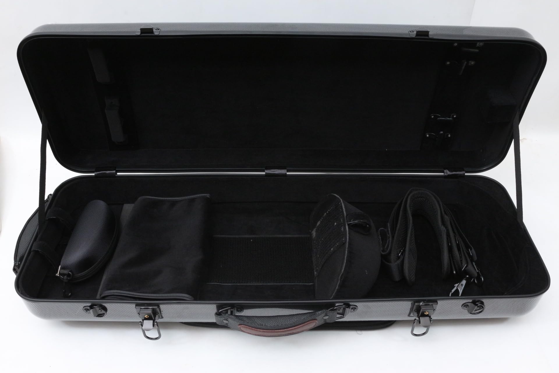 Adjustable 15-17 inch Viola Case 16 inch Hard Carbon Fiber Viola Box Composite with Neck Straps & Music sheet Bag (Black)
