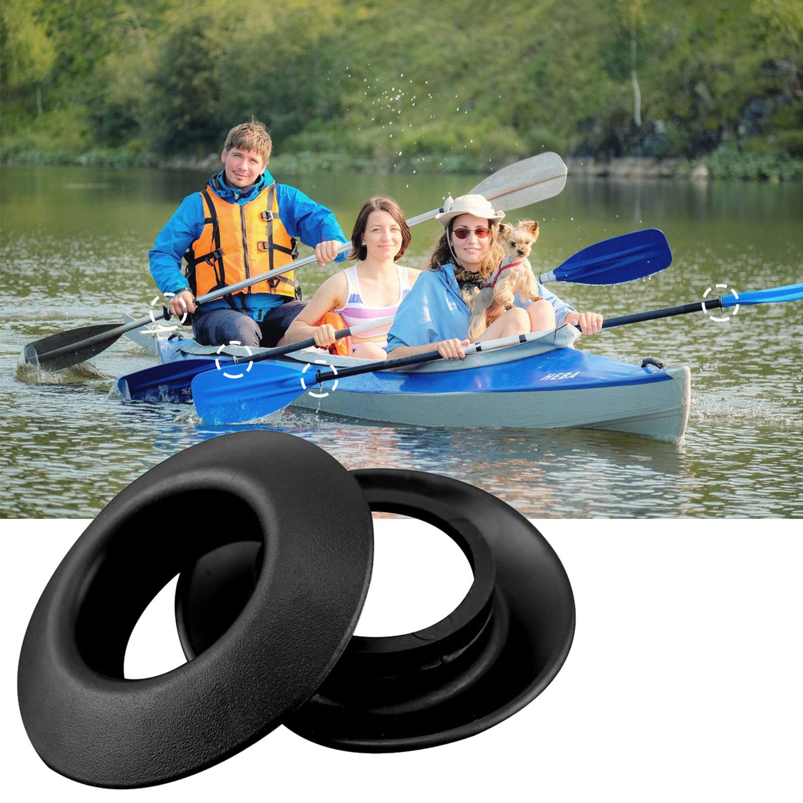 4 Pcs Kayak Paddle Holder Clips with Hardware & Adjustable Kayak Paddle Leashes Coming with Rubber Kayak Paddle Drip Rings Universal Kayak Boat Accessories