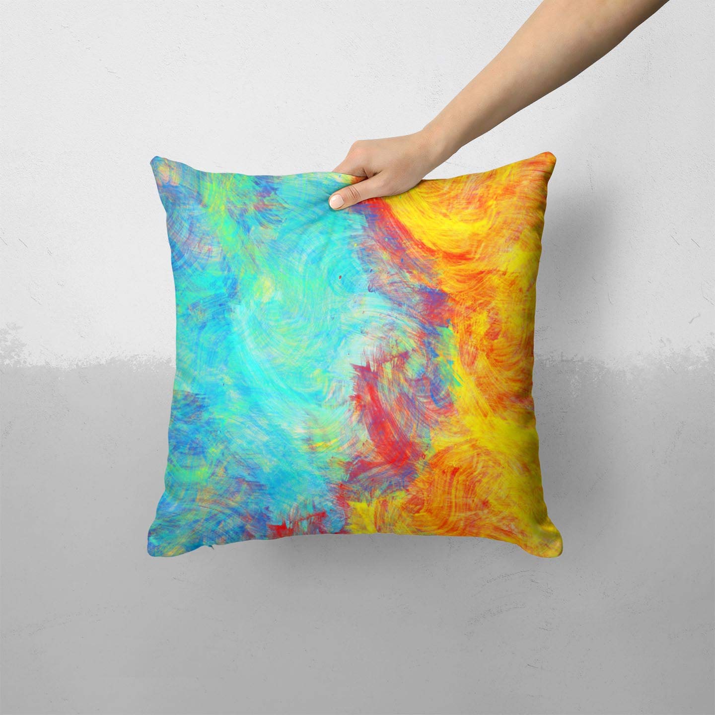 iiRov Vibrant Colored Messy Painted Canvas - Custom Decorative Home Decor Indoor or Outdoor Throw Pillow Cover Plus Cushion Set for Sofa, Bed or Couch (Pillow CASE Cover Plus Cushion)