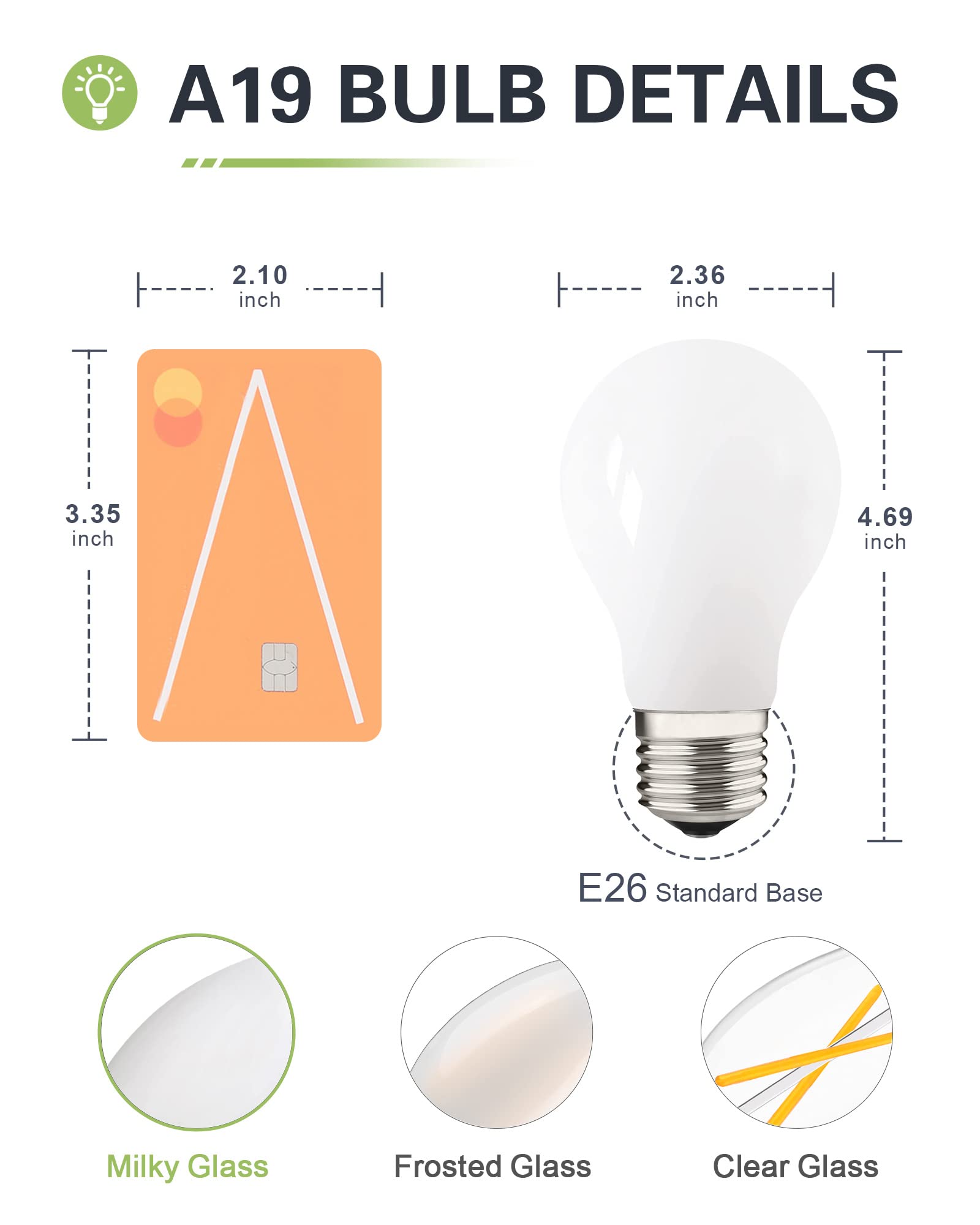 LUMILECT Dimmable Milky LED A19 Light Bulb, 25 Watt Equivalent LED Bulbs, Efficient 2W, 3000K Soft White E26 Edison Medium Screw Bulbs for Home Bedroom Kitchen Living Room Office Lamp - 4 Pack
