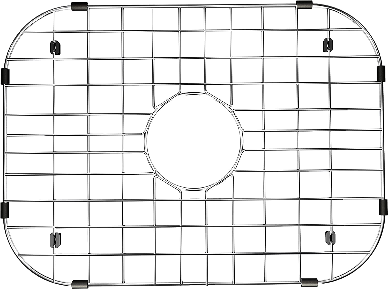 SANNO Kitchen Sink Grate Stainless Steel Sink Protector for Kitchen Sink, Grid Sink Protector Kitchen Sink Rack for Bottom of Sink,Center Drain,18" L X 13.4" W