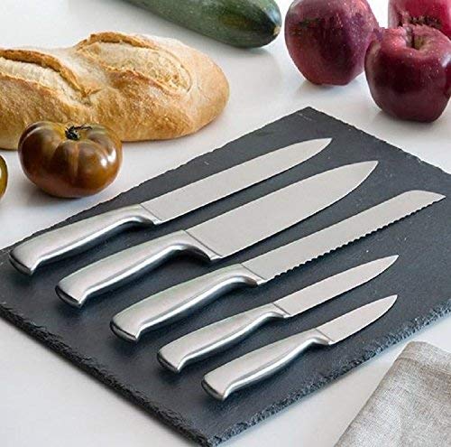 Man kitchen knife Block, LAEKER 5 Pack Stainless Steel knife sets with unique holder (silver)