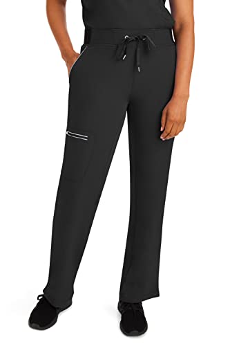 Healing Hands Womens Scrubs Pants 6 Pocket HH360 9151 Nisha Waistband Drawstring Premium Scrub Pant Athletic Design Black L