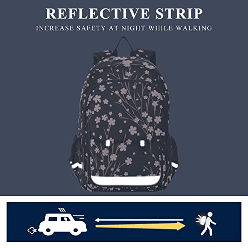 ALAZA Cherry Blossom Japanese Sakura Flower Floral Laptop Backpack Purse for Women Men Travel Bag Casual Daypack with Compartment & Multiple Pockets
