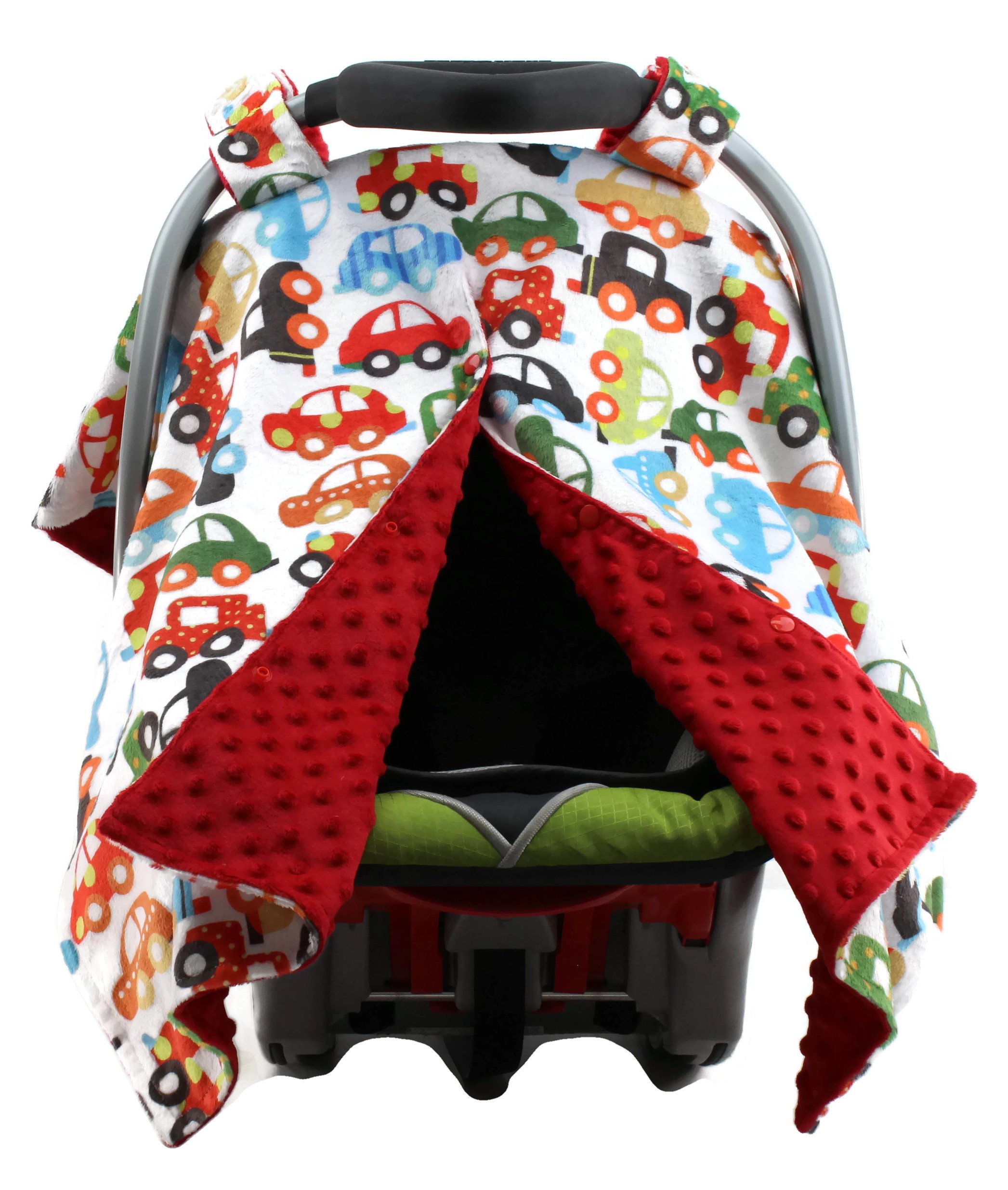 Dear Baby Gear Car Seat Canopy - Infant Car Seat Cover for Maximum Protection and Style - Soft and Breathable - Carseat Canopies for Boys and Girls - Color Fun Automotives/Red Dot, 40" x 30"