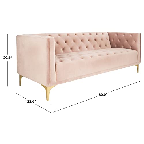 Safavieh Couture Home Florentino Glam Pale Mauve and Gold Tufted Sofa