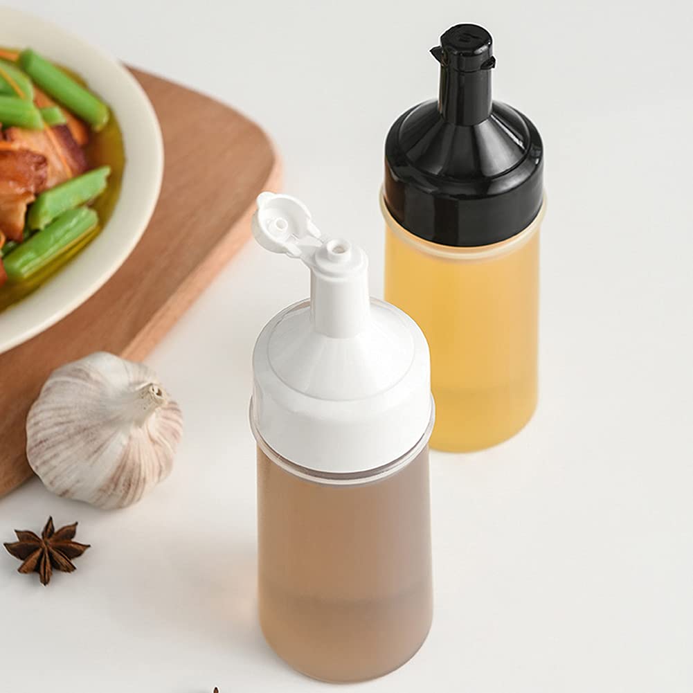 AKOAK 1 Pack 250 ml (8.45 oz) Plastic Extrusion Bottle Pressing Oil Bottle Multi-function Condiment Dispenser Household Kitchen Tomato Salad Jam Bottle (White)