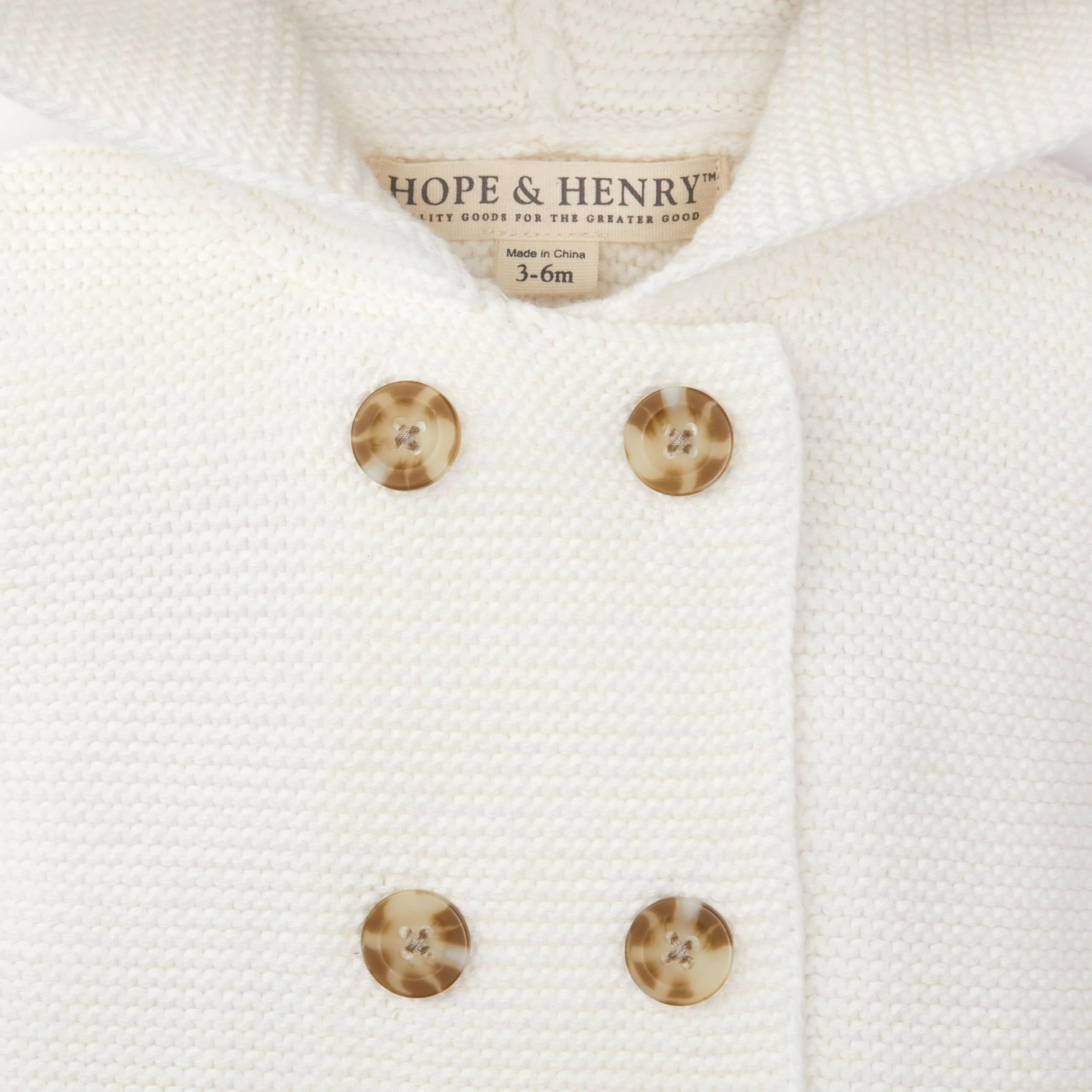 Hope & Henry Layette White Baby Sweater