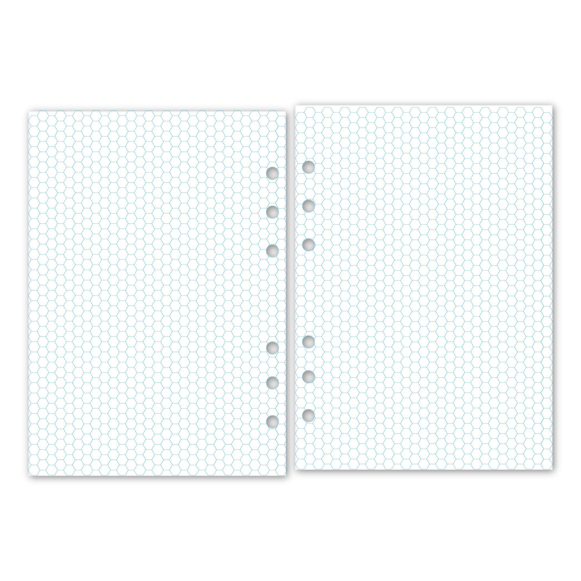A5 Hexagon Graph Paper Planner Insert Refill, 5.83″ x 8.27″, Fits 6-Rings Binders - Filofax, LV GM, Moterm, Choice of Quantity