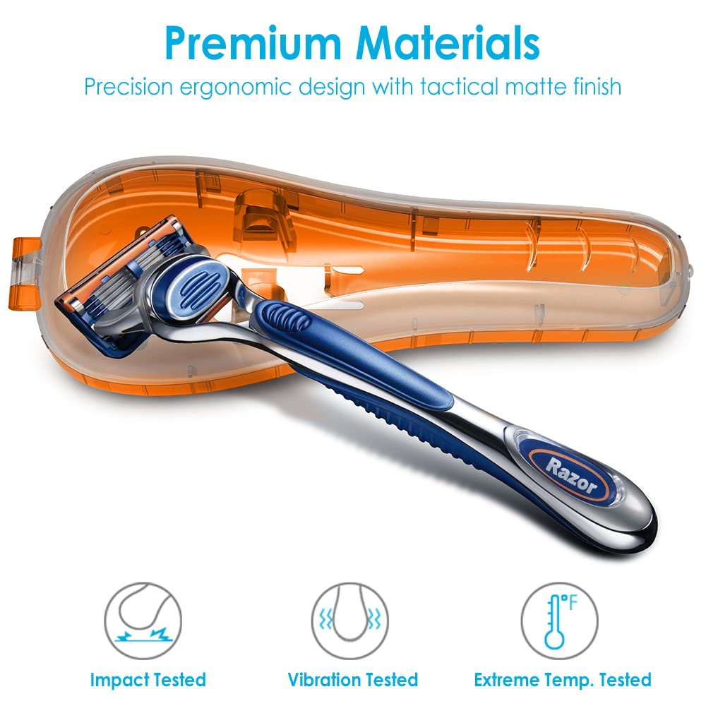 Enerfort Razor Case Compatible with Gillette Proglide Fusion Men's Razor, Razor Travel Protector Case with Carrying Bag for Manual Razor - Orange