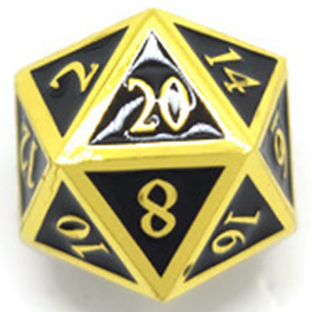 Black and Gold Metal D20 F*** Dice Critical Fail F 20 Sided Die Set DND Black Gunmetal Color Number for Role Playing Game Dungeons and Dragons D&D Pathfinder Shadowrun and Math Paladin