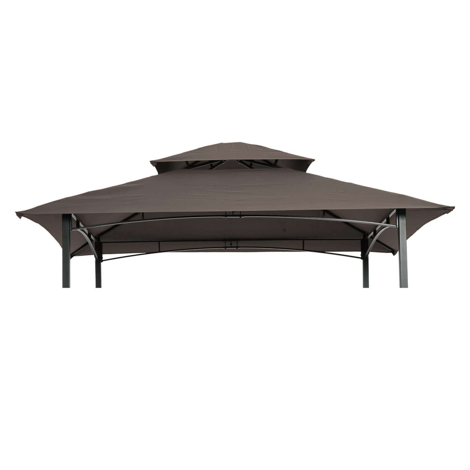 8' x 5' Grill Shelter Patio Gazebo Replacement Canopy Top,Double Tiered Roof,Outdoor BBQ Roof Cover,UV Protection & Water-Repellent & Fire Retardan-Grey