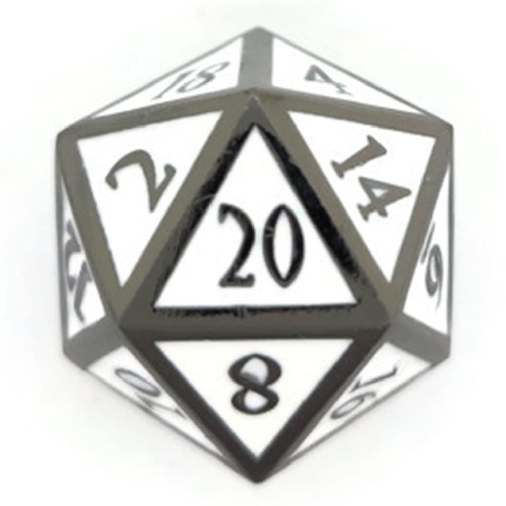 Black and White Metal D20 F*** Dice Critical Fail F 20 Sided Die Set DND Black Gunmetal Color Number for Role Playing Game Dungeons and Dragons D&D Pathfinder Shadowrun and Math Paladin