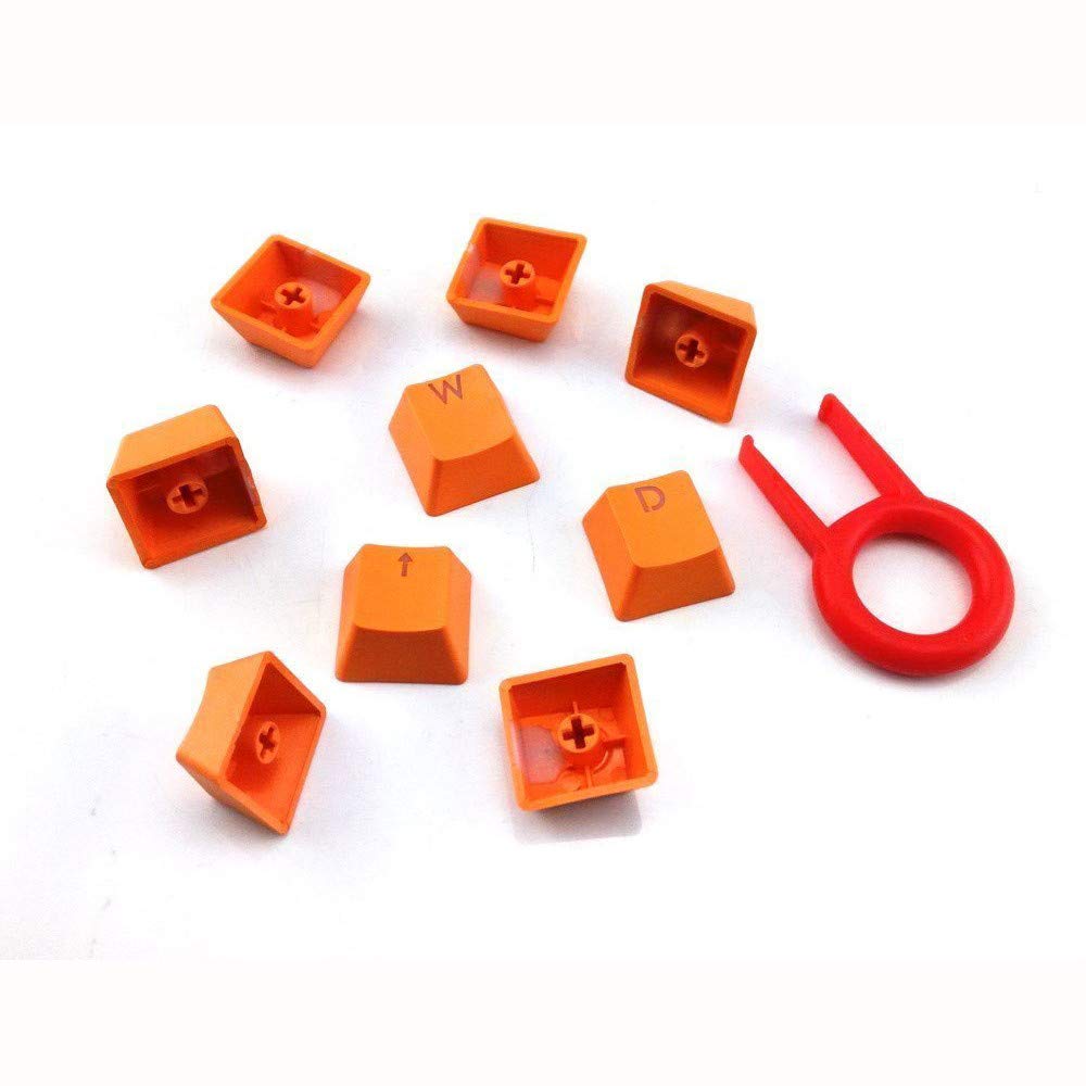 9 Keys PBT Backlit Keycaps, Replacement Key Cap Cover with Key Cap Puller, Orange Backlit Keycaps for Mechanical Gaming Keyboard (Only Sell Keycaps)