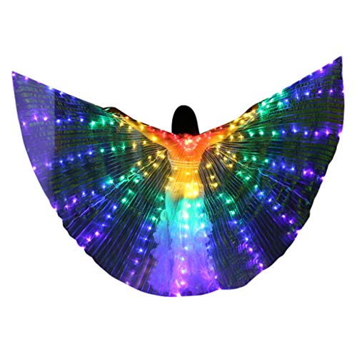 Cegduyi LED Butterfly Wings Belly Dance Costumes Glowing Performance Clothing with Telescopic Stick for Carnival