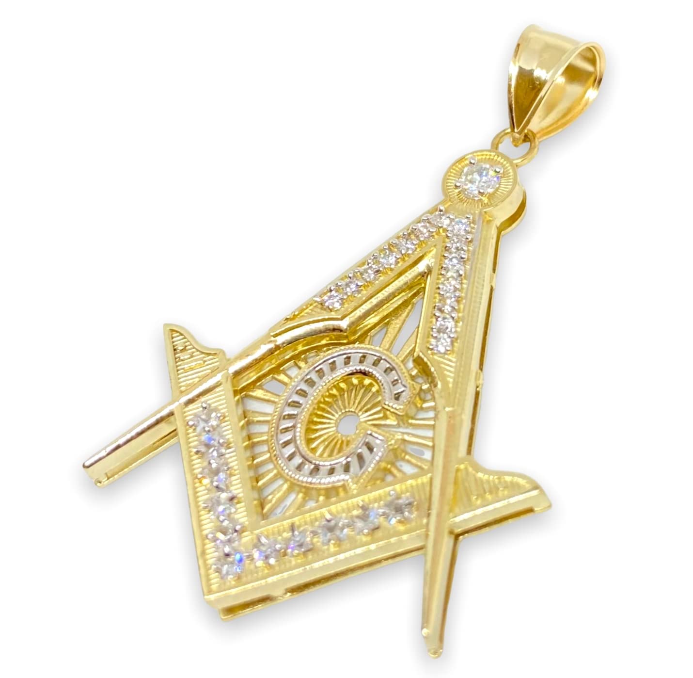 60 MM LONG MASON MASONIC PENDANT CHARM REAL 10K YELLOW GOLD SG2088