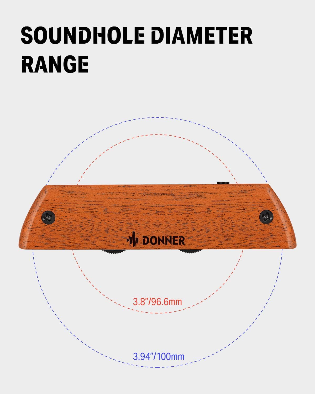 Donner Acoustic Guitar Pickup, DSS-6 Guitar Pickups Passive Mahogany Soundhole Pickup with Humbucker Volume Tone Control, Fits 3.8β to 3.94β Soundhole Diameter