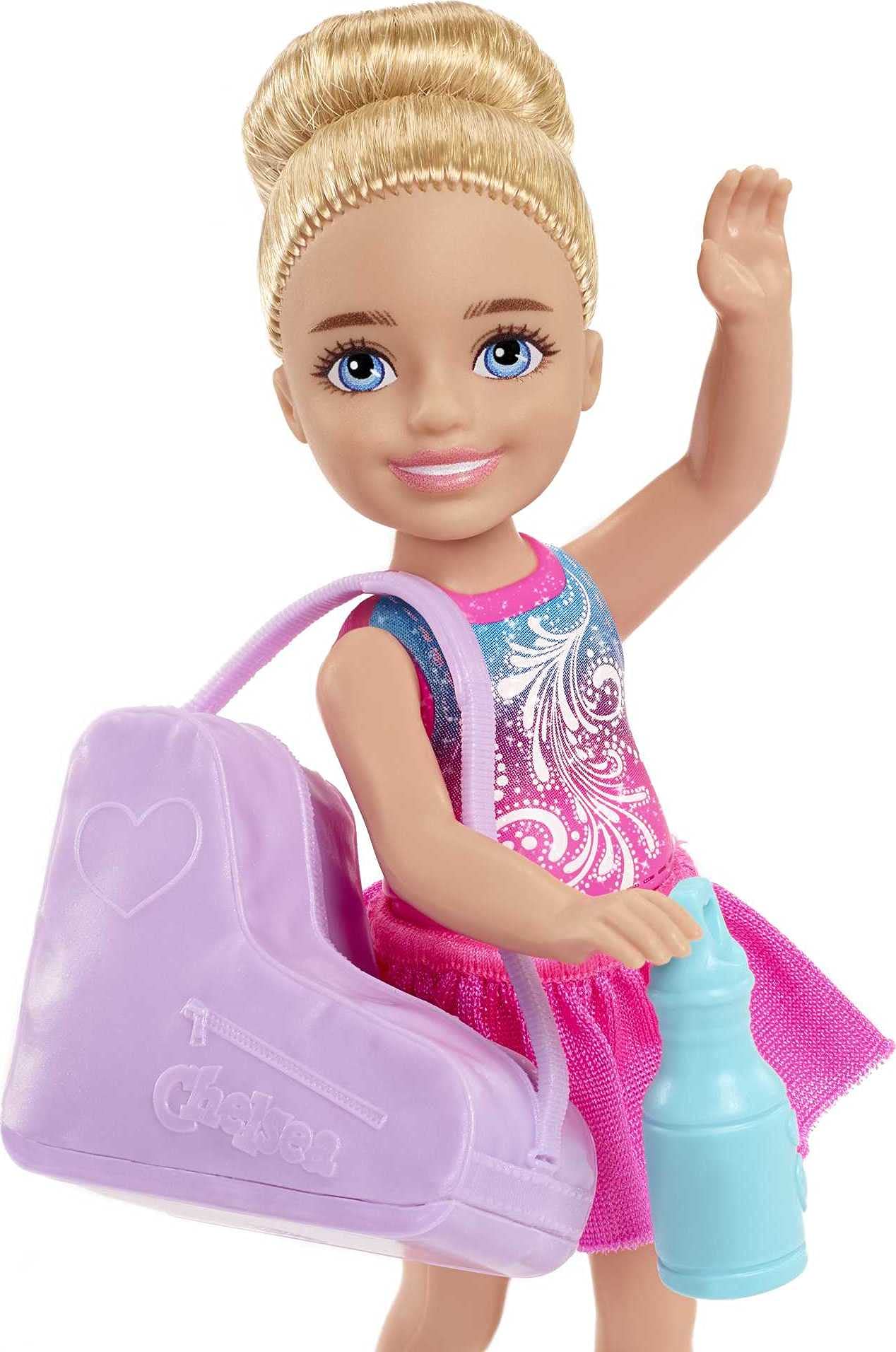 Barbie Chelsea Can Be Doll & Playset, Blonde Ice Skater Small Doll with Removable Outfit & 6 Career Accessories