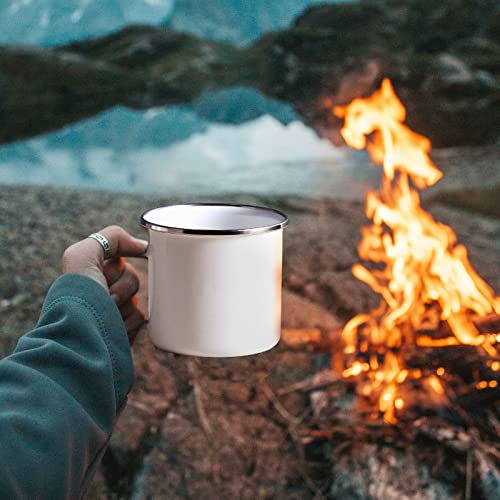 Cutiset 12 Ounce Handmade Enamel Mug,Plain White Mugs,Enamel Camping Mug Set,DIY Cups for Tea, Coffee and Hot Chocolate, Set of 6