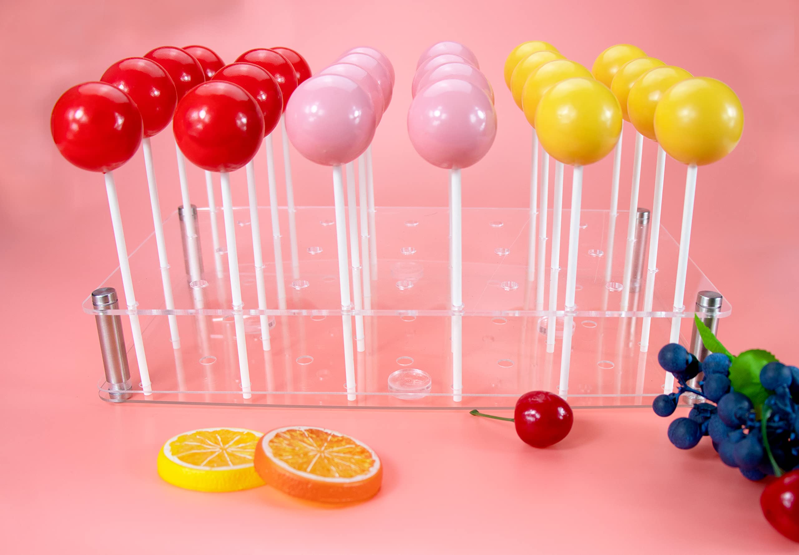 Ackers BORO3.3 Cake Pop Display Stand, 24 Hole Clear Acrylic Lollipop Holder Weddings Baby Showers Birthday Parties Anniversaries Halloween Candy Decorative (24 Hole)
