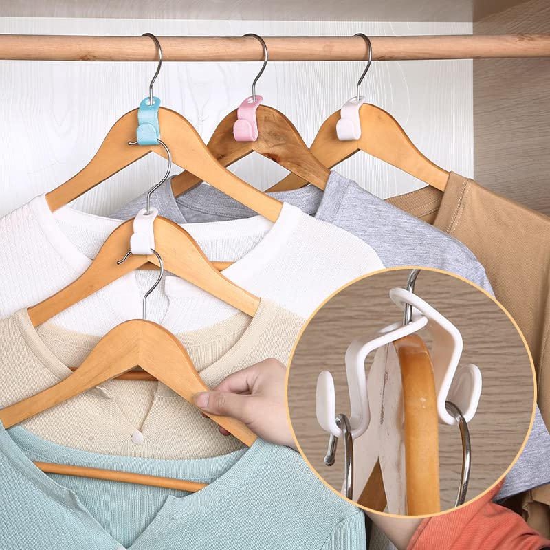 AOOF 60PCS Clothes Hanger Connector Hooks 4-Colors Hanger Extender Clips Plastic Cascading Clothes Hooks for Wardrobe