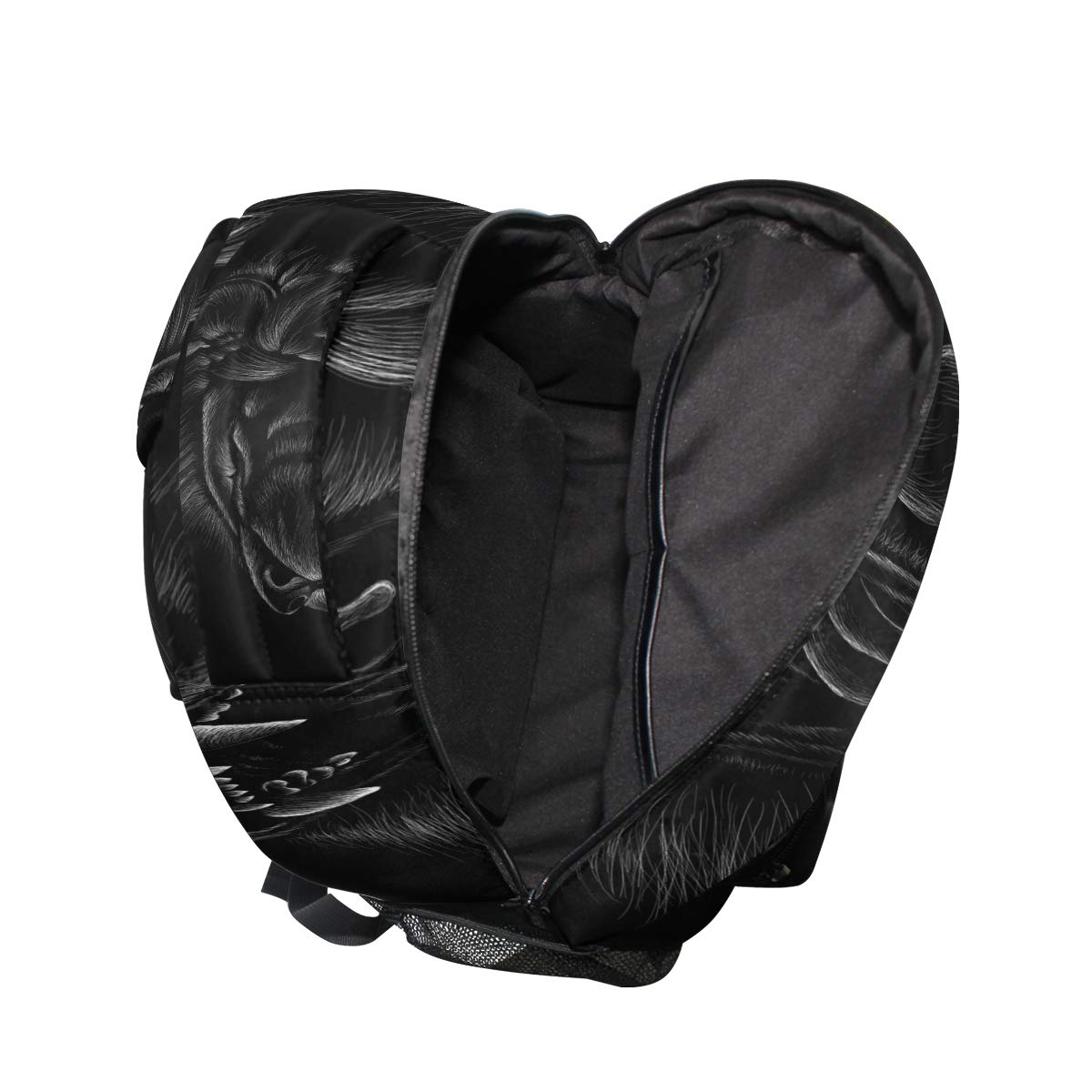 ALAZA Hand Drawn Black Lion Roaring Large Backpack Laptop iPad Tablet Travel School Bag w/Multiple Pockets for Men Women College
