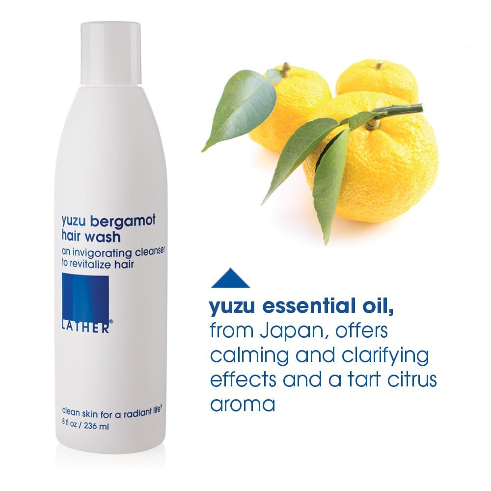 LATHER Yuzu Bergamot Shampoo - Lightweight & Non-Greasy Hair Wash Formula - Gentle Moisturizing Shampoo for All Hair Types - Sulfate Free - 8 Fl Oz Bottles (Pack Of 2)