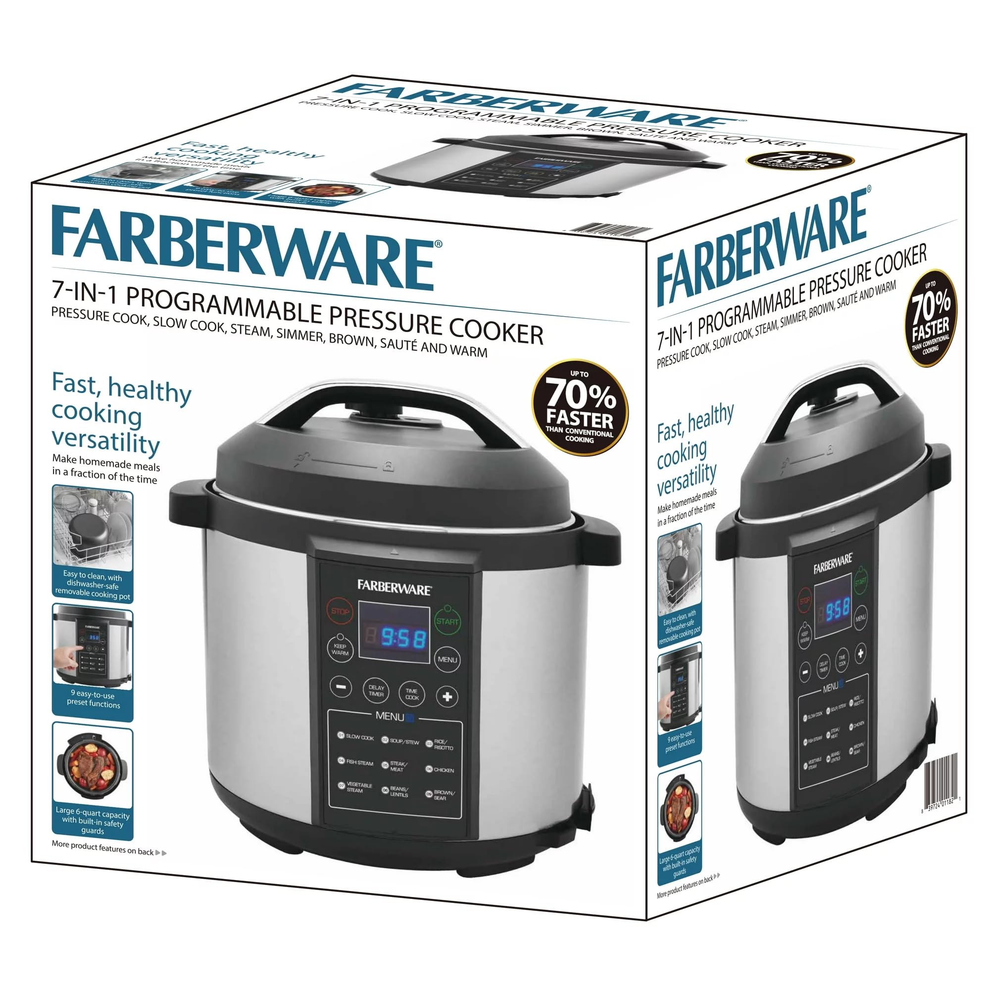 7-in-1 Programmable Digital Pressure Cooker, 6 Quart
