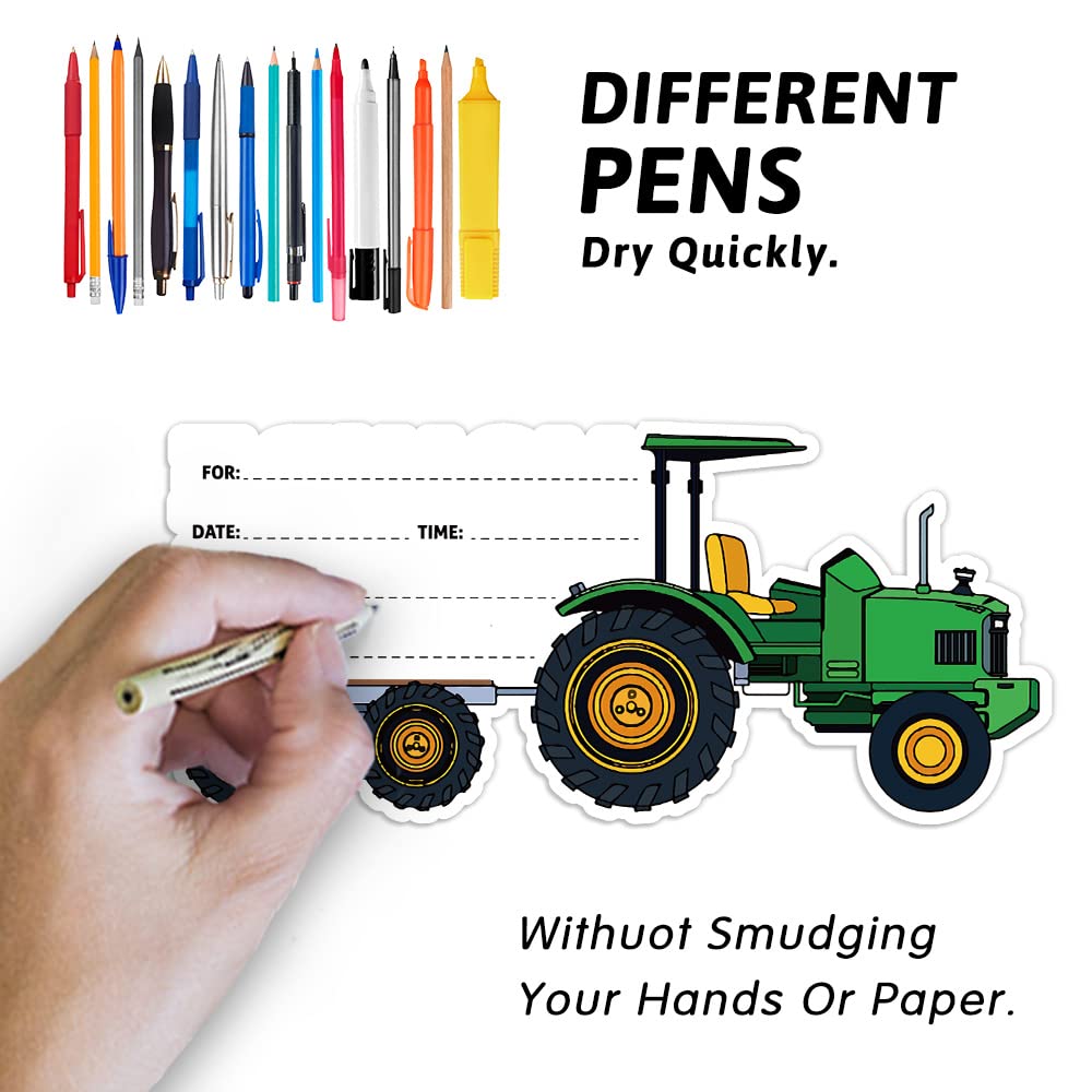 Cusrtyh 15 Sheets Tractor Party Celebration Invitations card with with 15 Envelopes,Green Tractor Birthday Party,Farmer Tractor Party Celebration Invitation cards, Birthday Party Supplies