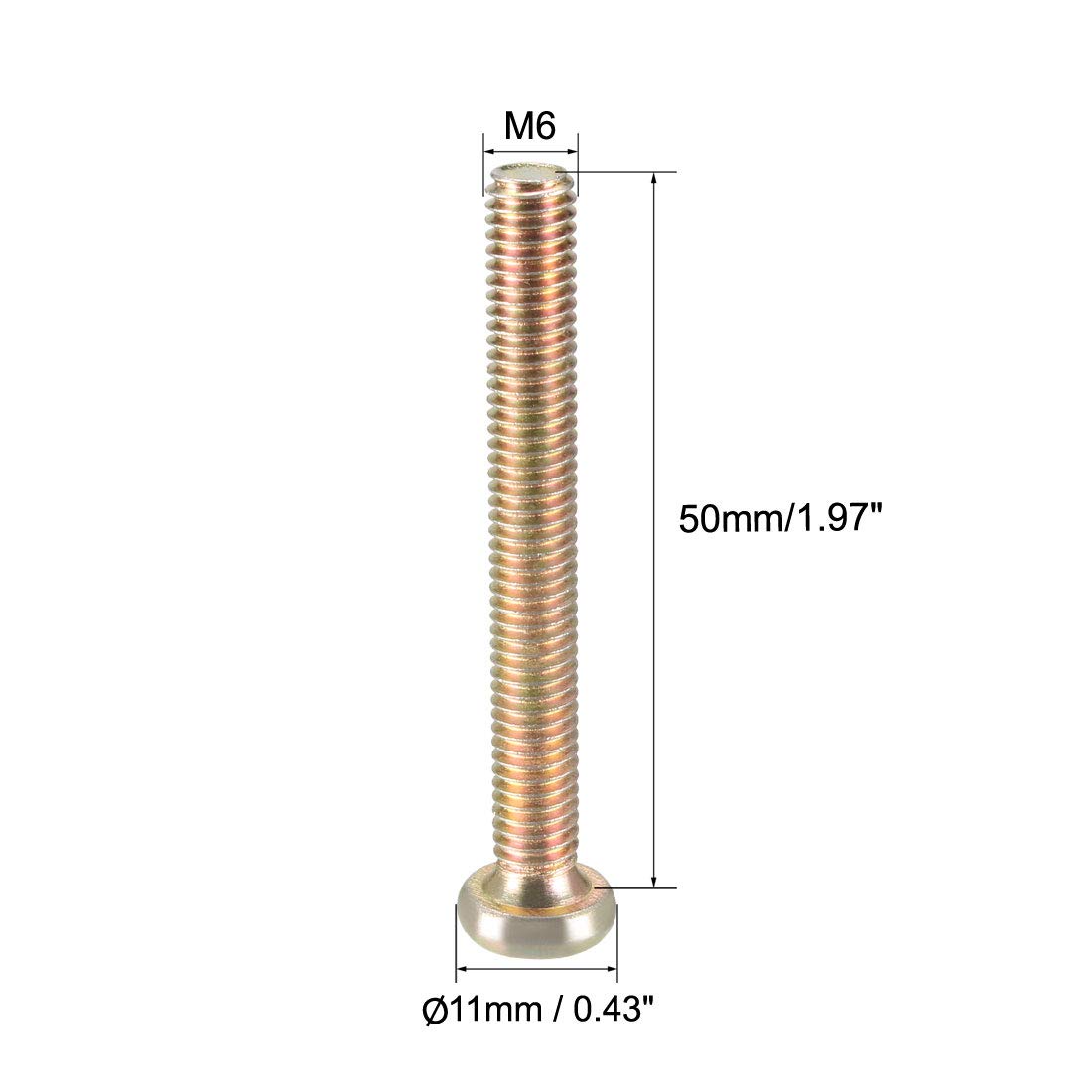 uxcell M6x50mm Furniture Screw Hex Socket Machine Screws Zinc Plated Fasteners Bolts Full Thread Carbon Steel 10Pcs