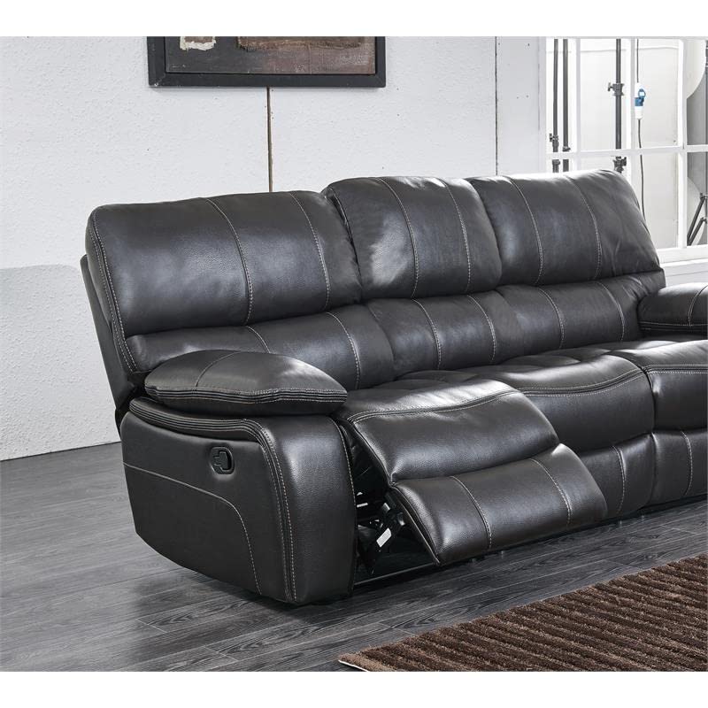 GLOBAL FURNITURE USA Reclining Sofa, Grey/Black