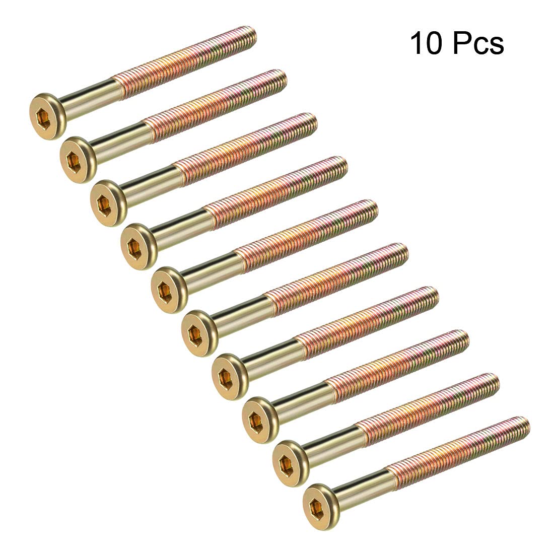 uxcell M8x80mm Furniture Screw Hex Socket Machine Screws Zinc Plated Fasteners Bolts Half Thread Carbon Steel 10Pcs