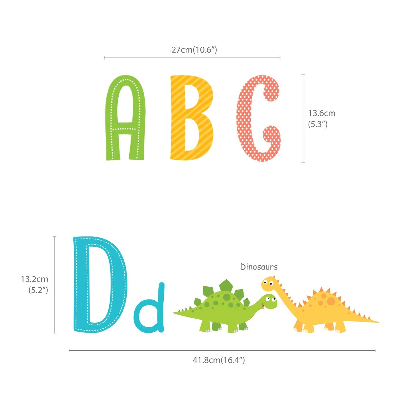 DECOWALL DA-1701 Alphabet ABC with Pictures Kids Wall Stickers Wall Decals Peel and Stick Removable Wall Stickers for Kids Nursery Bedroom Living Room (Large) d?cor