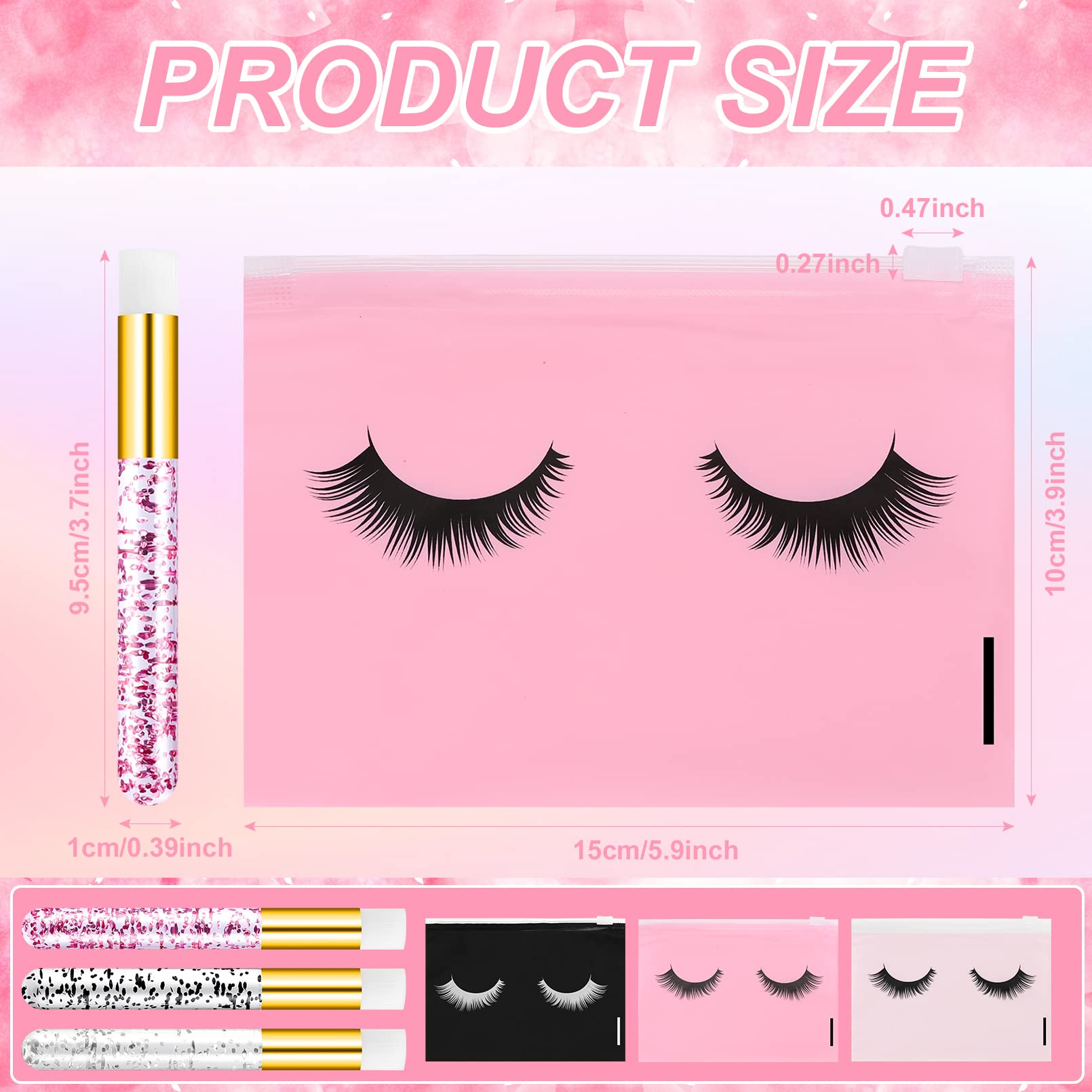 60 Pcs Lash Shampoo Brushes Set,Eyelash Aftercare Bags,Cosmetic Lash Bags for Clients,Lash Brushes for Cleansing,Nose Pore Deep Cleaning Brush,Eyelash Brushes for Eyelash Extensions (Glitter Style)