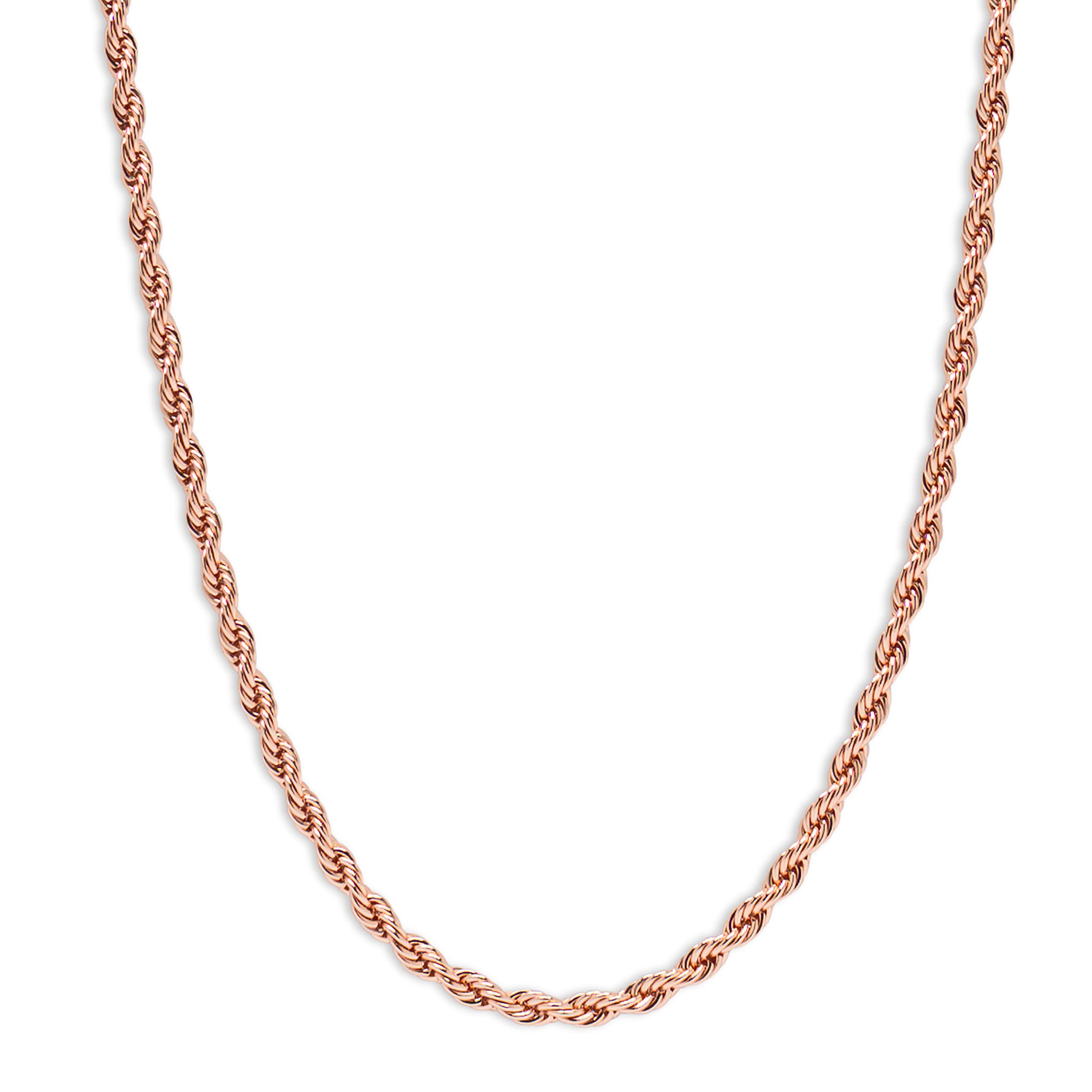4MM Rope Chain Necklace 20" 24" - Rose Gold (20)