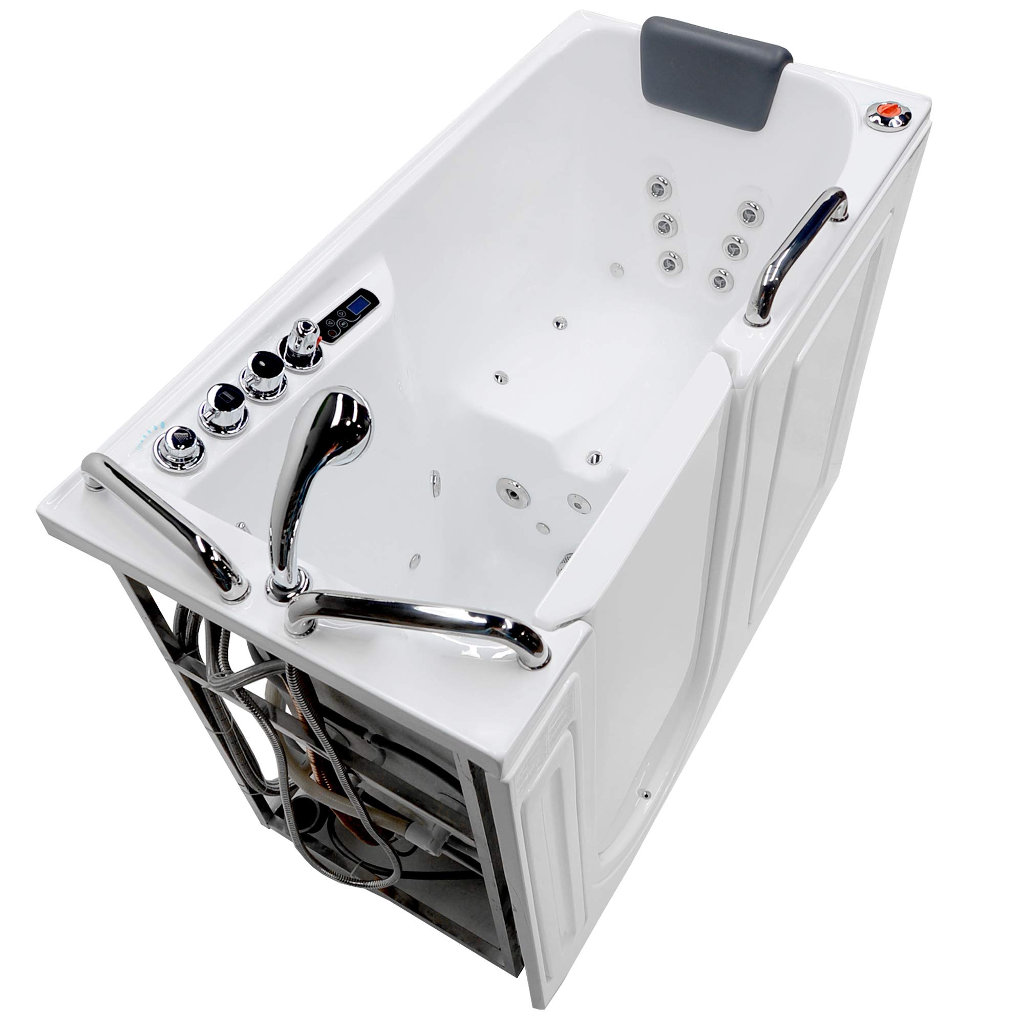 ANZZI Walk-in Bathtub 27'' x 53'' Left Drain Fully Loaded, Air Jets & Whirlpool Massage Jets, Hot Tub, Quick Fill, 6 Setting Handheld Shower Sprayer, Aromatherapy, Bath Pillow, LED Lights 2753FLWL