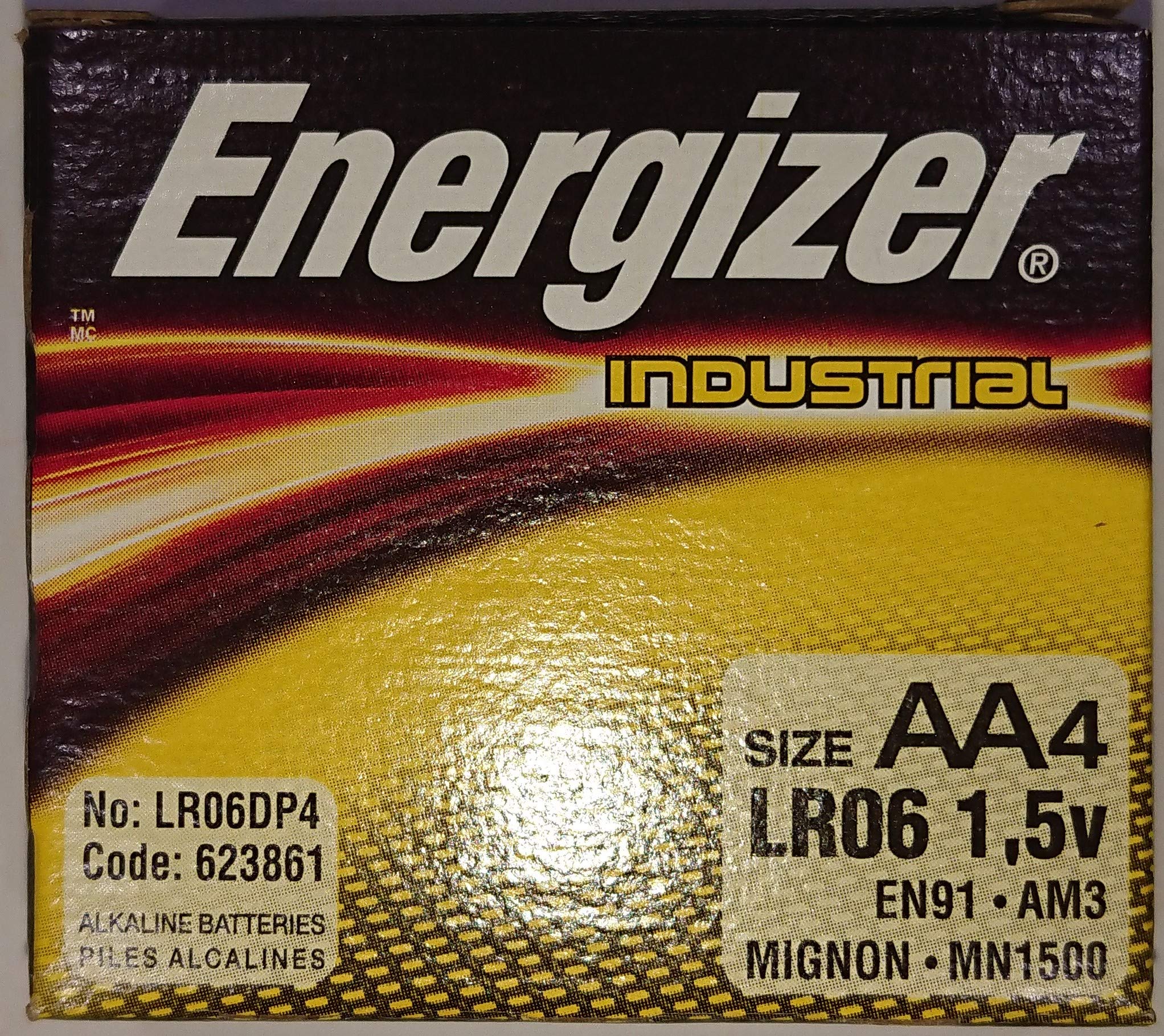 Energizer EN91 Industrial Alkaline Batteries, AA (Box of 144 Batteries) - Made in The USA or Singapore