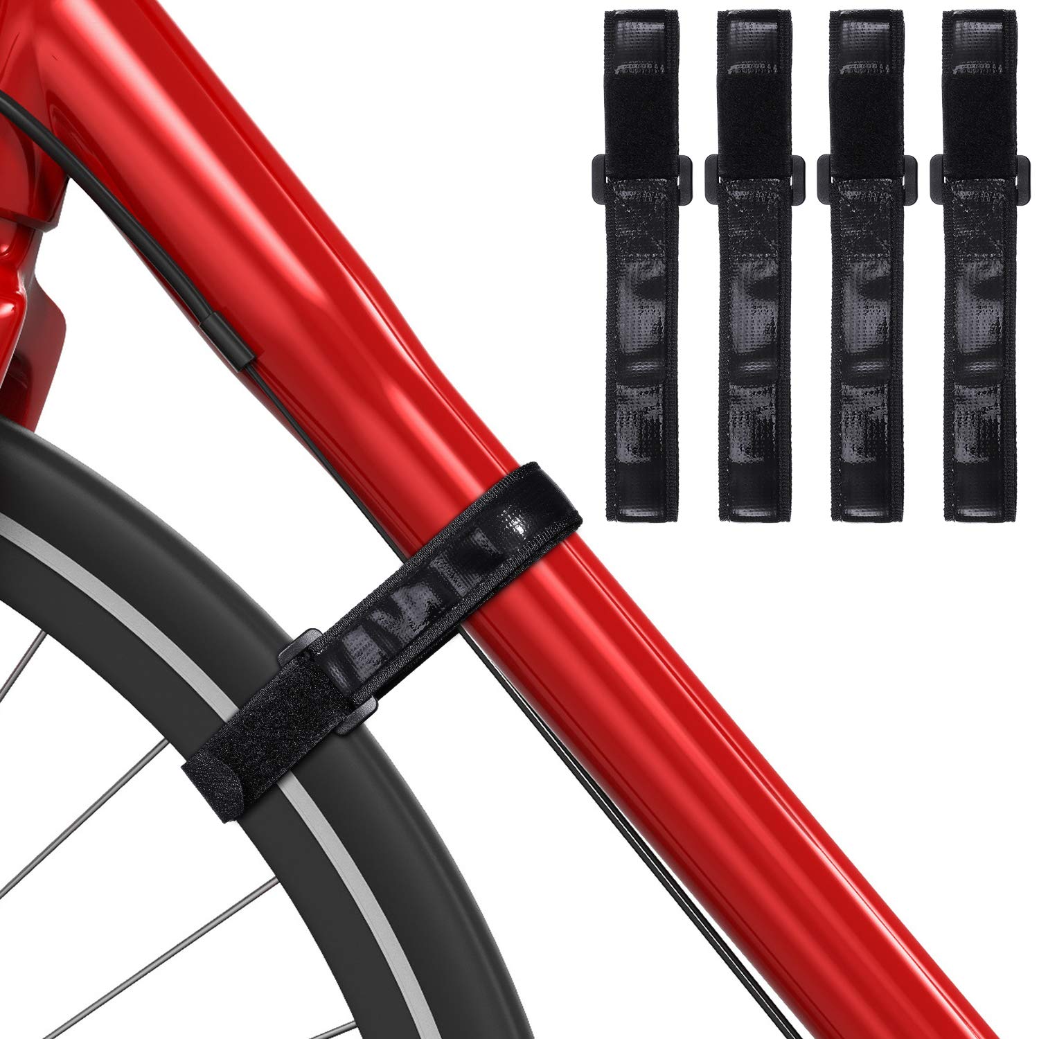 4 Pieces Adjustable Bike Rack Strap Replacement Bicycle Wheel Stabilizer Straps with Gel Grip for Bike Rack Accessories (Black)