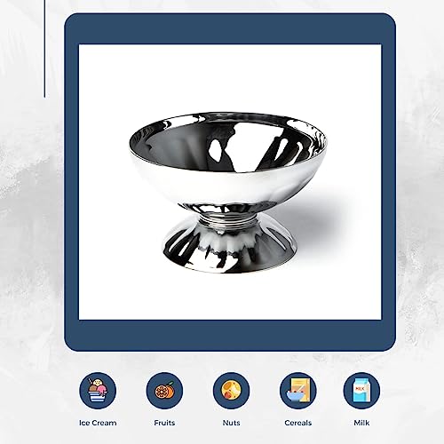 Aramox Ice Cream Bowl, Elegant Trifle Tasting Bowls Scratch Proof Stainless Steel Rust Resistant with Fork for Hotel (250ml)