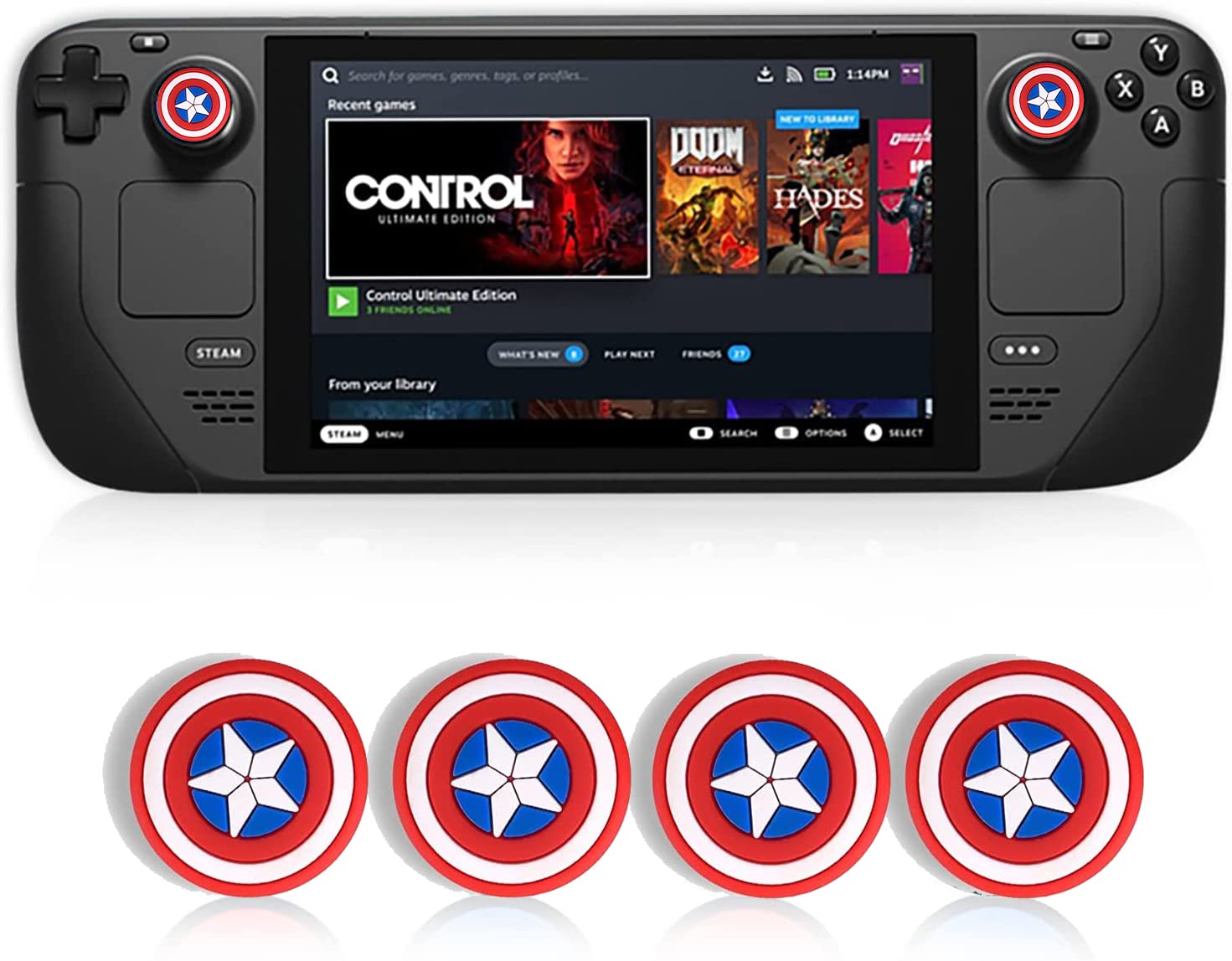 4Pcs Thumb Grips Caps for Steam Deck, Game Console Silicone Analog Stick Protection Cover, Fantastic Non-Slip Controllers Game Remote Joystick Cap Compatible with Steam Deck PS5, PS4