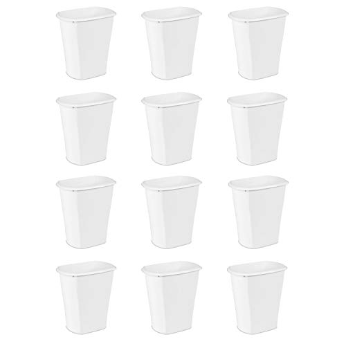 Sterilite 5.5 Gallon White Ultra Plastic Wastebasket Trash Can (12 Pack)
