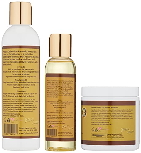 Pydana Collection Moisture LOC Kit | Intensive Moisturizer | Curl Definer | Scalp Treatment For Normal To Light Thinning | Natural Hair Products For Women With Vitamin E | 3 Piece Kit